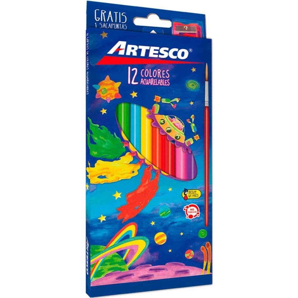 COLORES ARTESCO LARGOS X 12 ACUARELABLES+PINCEL