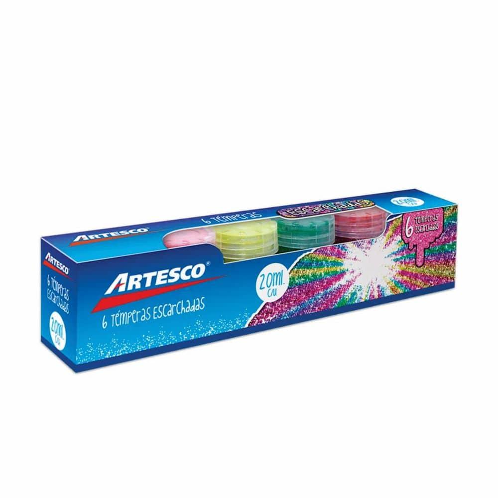 tempera escarchada x6 colores artesco